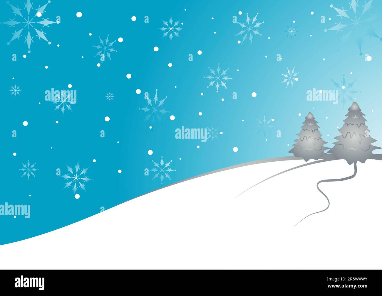 Blue landscape with silver trees. Vector Illustration Stock Vector ...