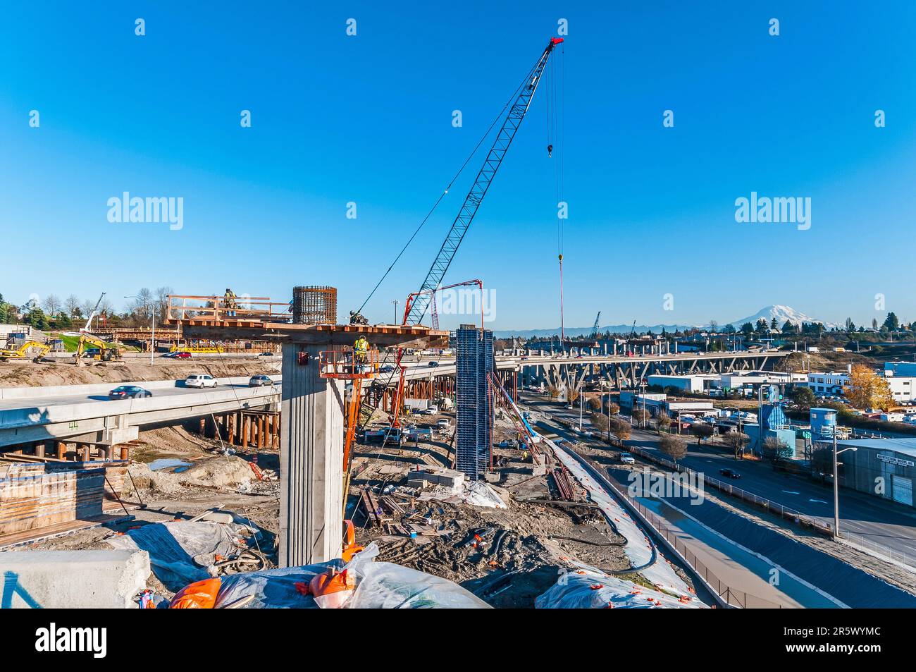View of pedestal or support for highway ramp under construction. Shows ...