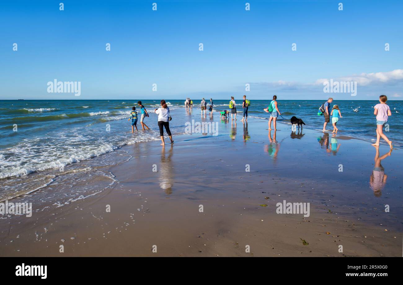 Spectecular Skagen beach in Denmark where two seas meet, namely the ...