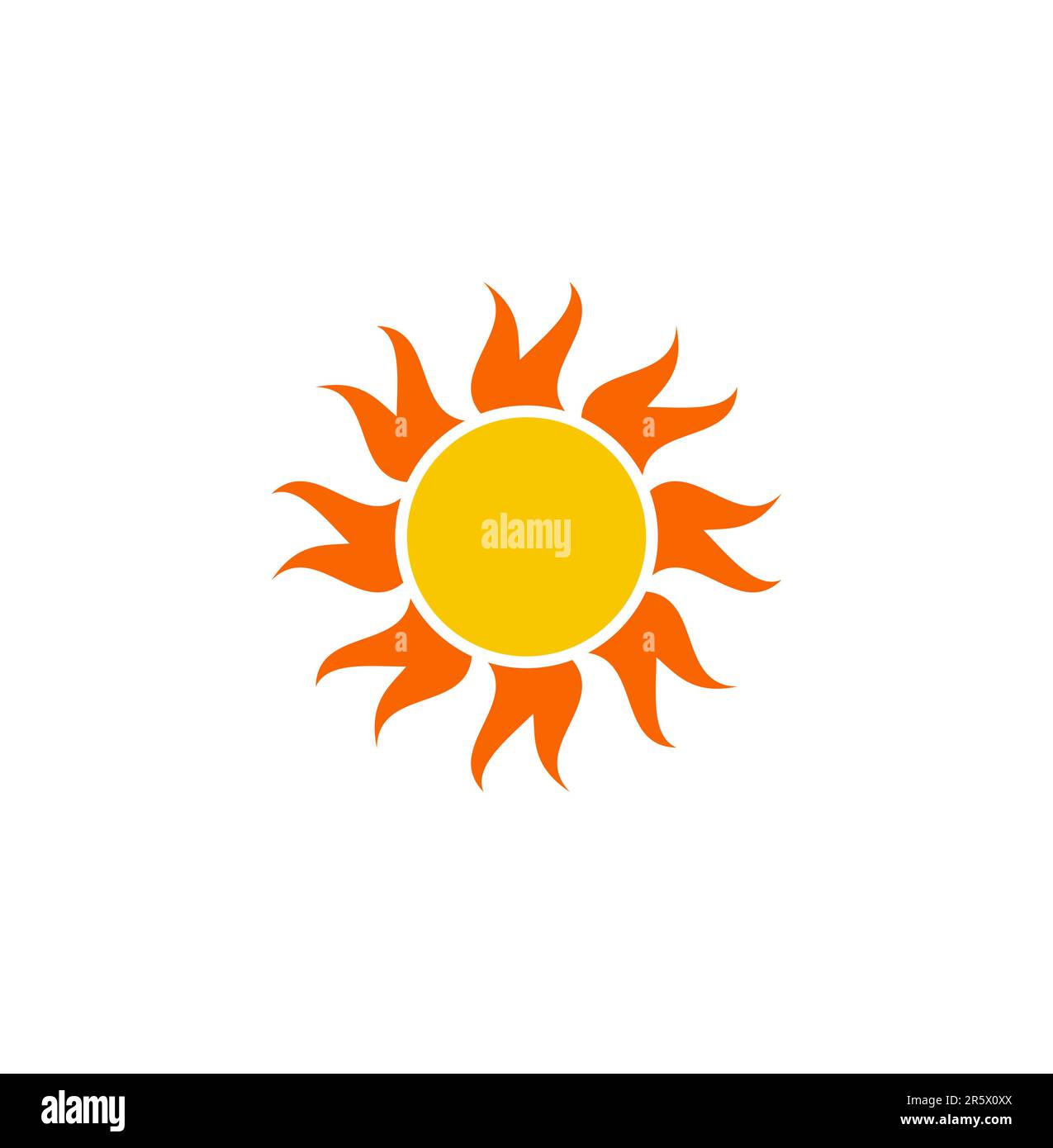 A vibrant orange sun logo on a crisp white background, featuring ...