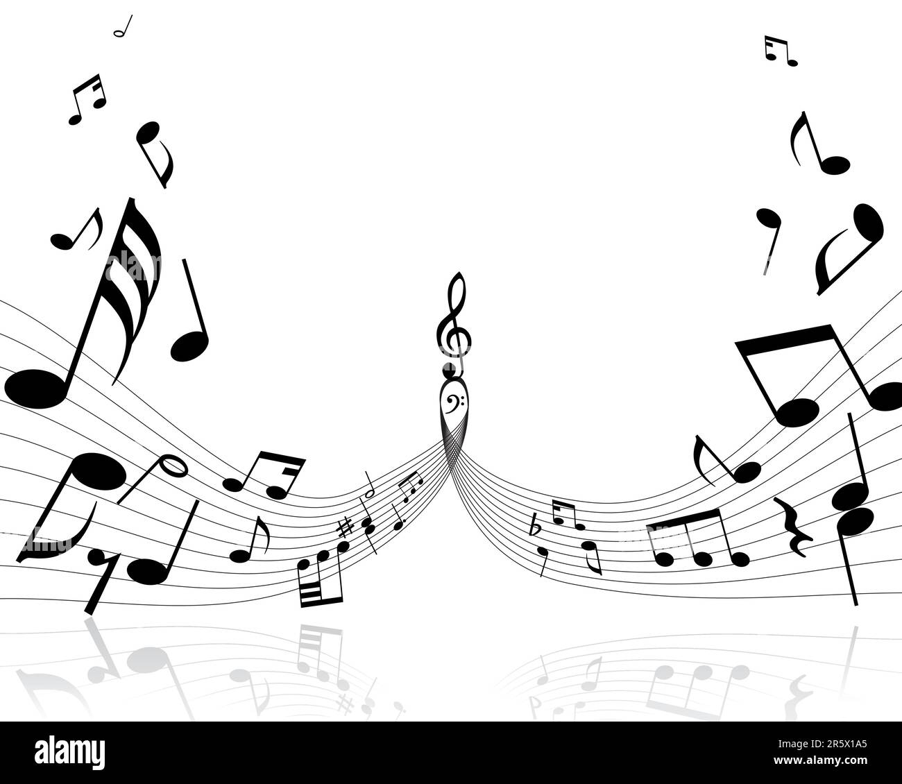 Musical notes background with lines. Vector illustration Stock Vector ...