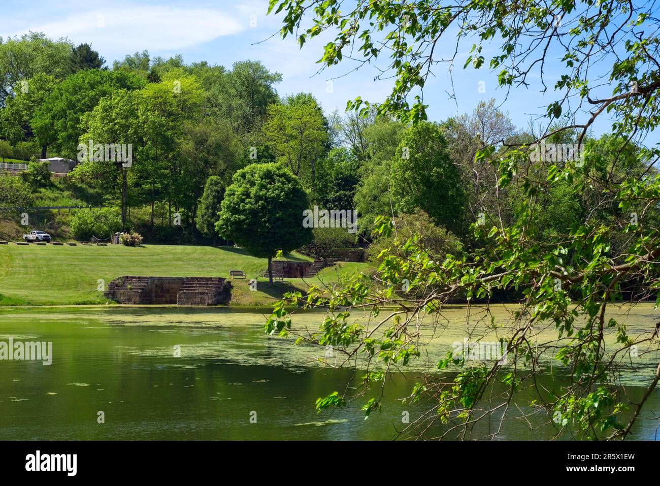 Old locks from the Ohio canal in Triple Locks Park at Coshocton, Ohio ...
