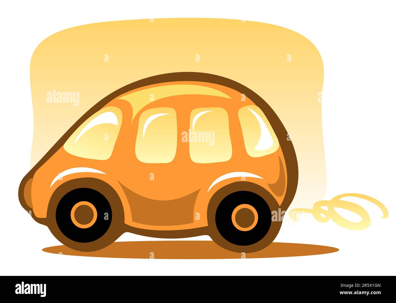 Funny cartoon car isolated on a yellow background Stock Vector Image ...
