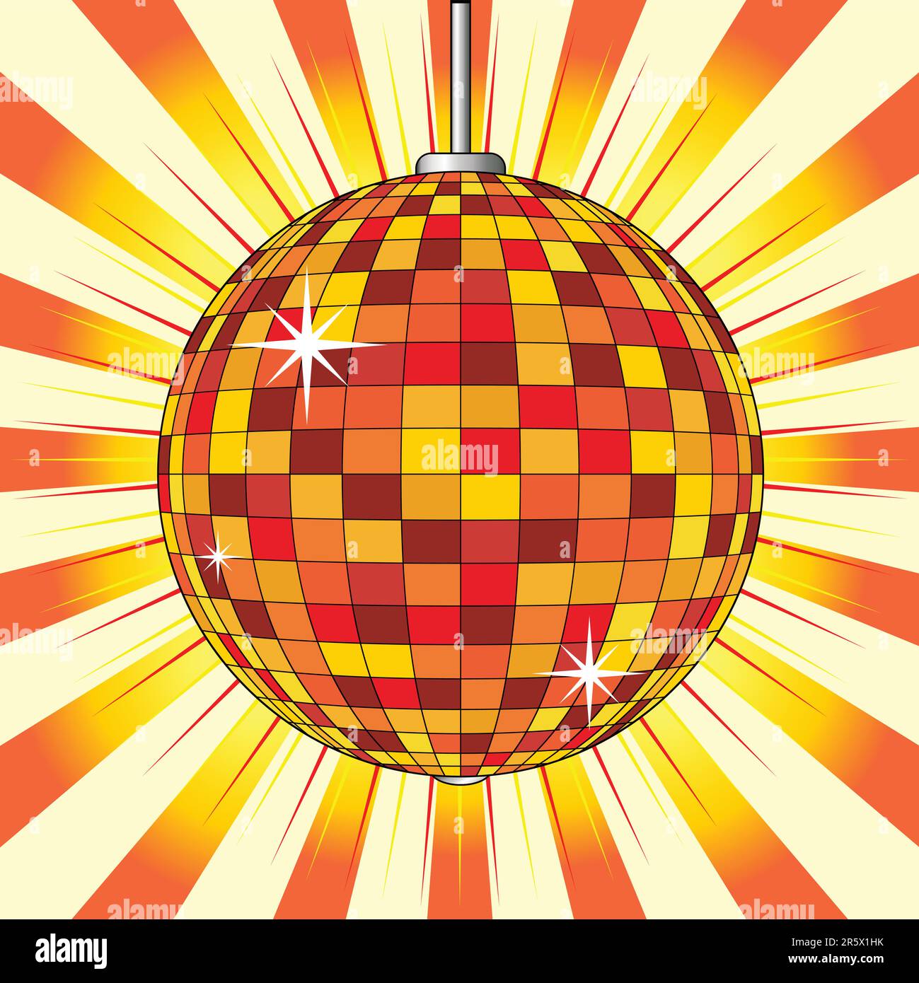 Party mirror ball over orange starry background Stock Vector Image ...