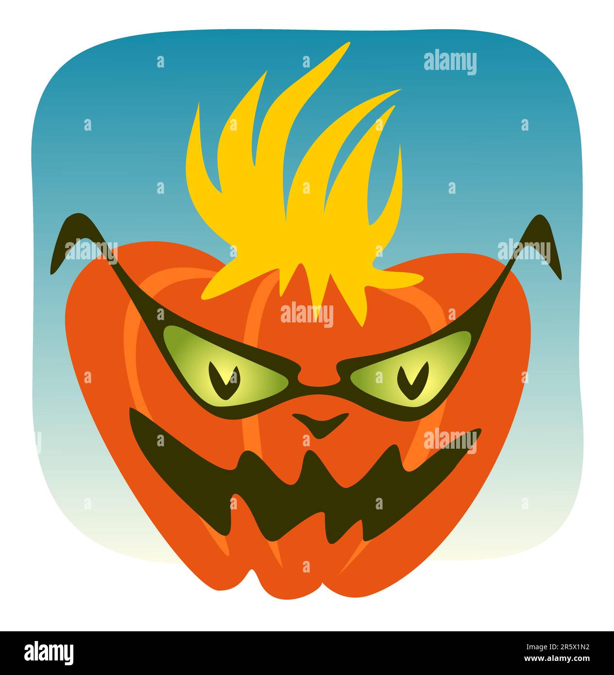 Cheerful crazy pumpkin with sunglasses on a blue background. Halloween ...