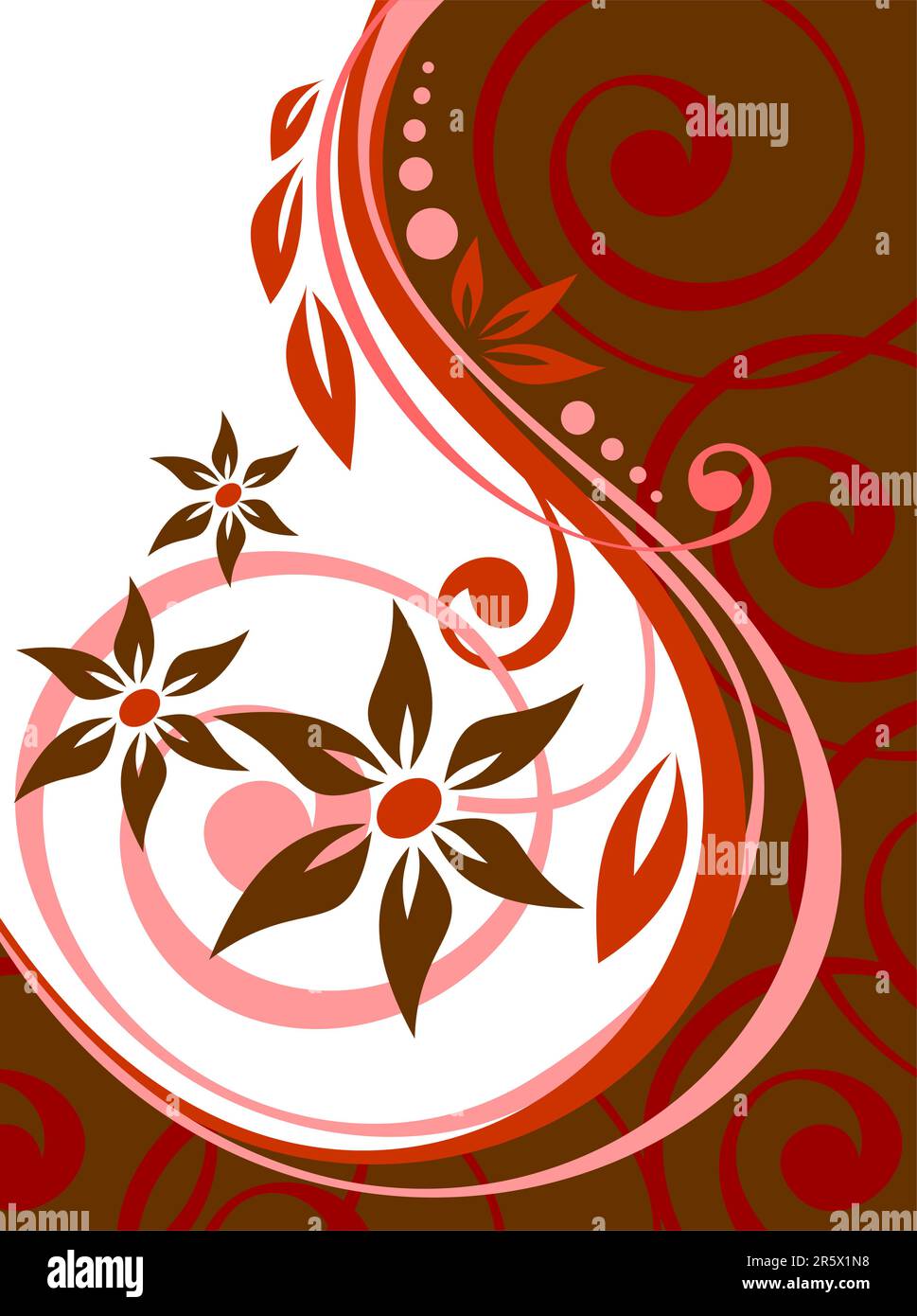 Abstract curves and flowers on a red background Stock Vector Image ...