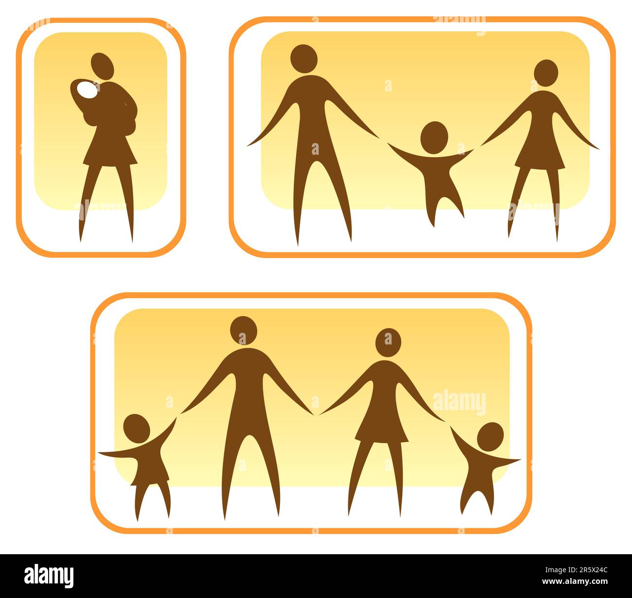 Stylized symbols of parents and children on a white background Stock ...