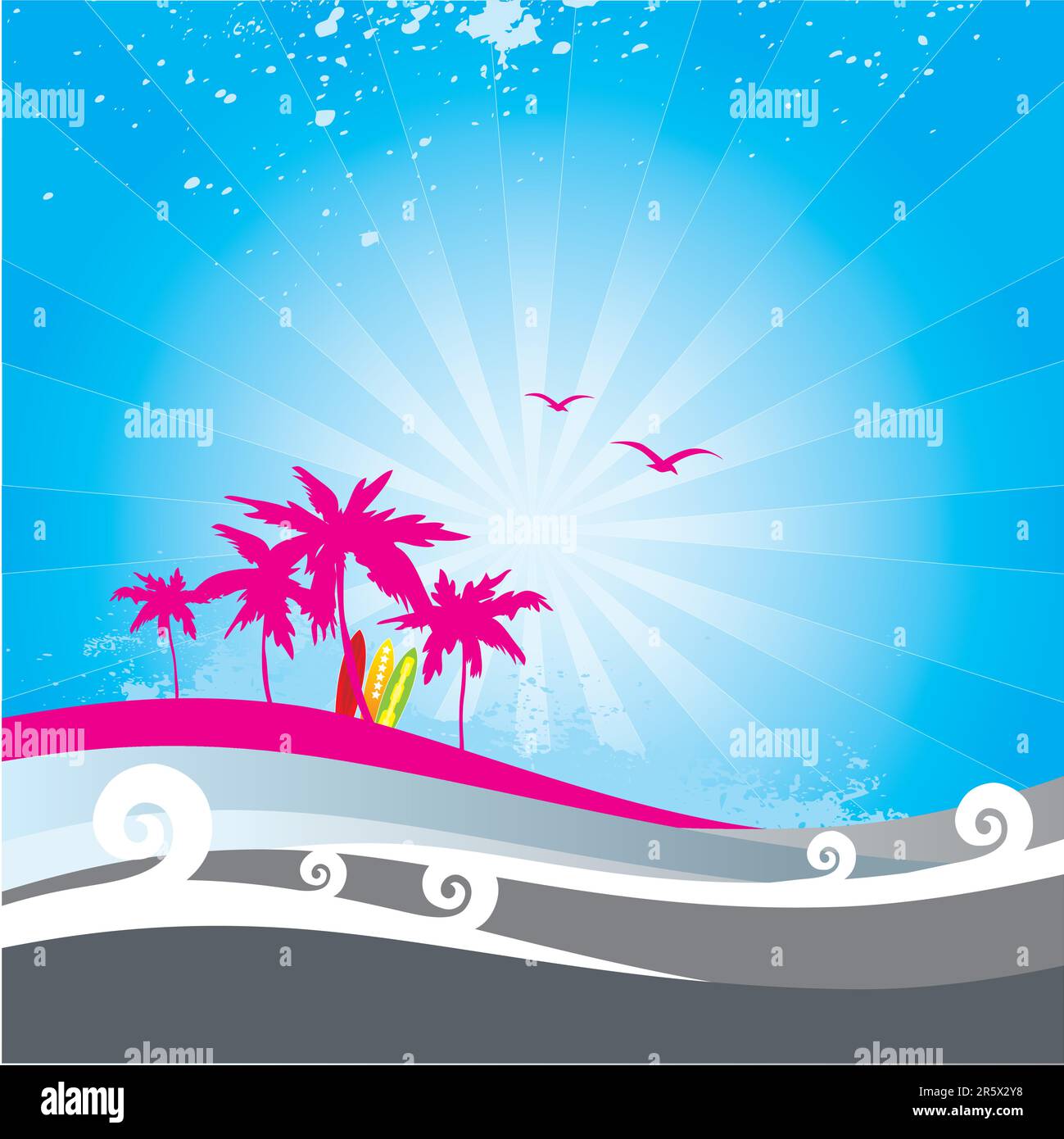 Hawaii sunset Stock Vector Images - Alamy