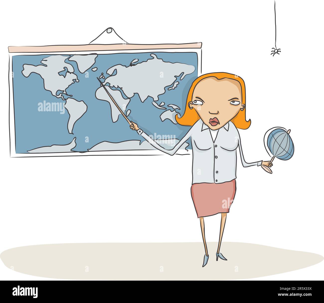 Geography teacher showing something to students on the world map Stock ...