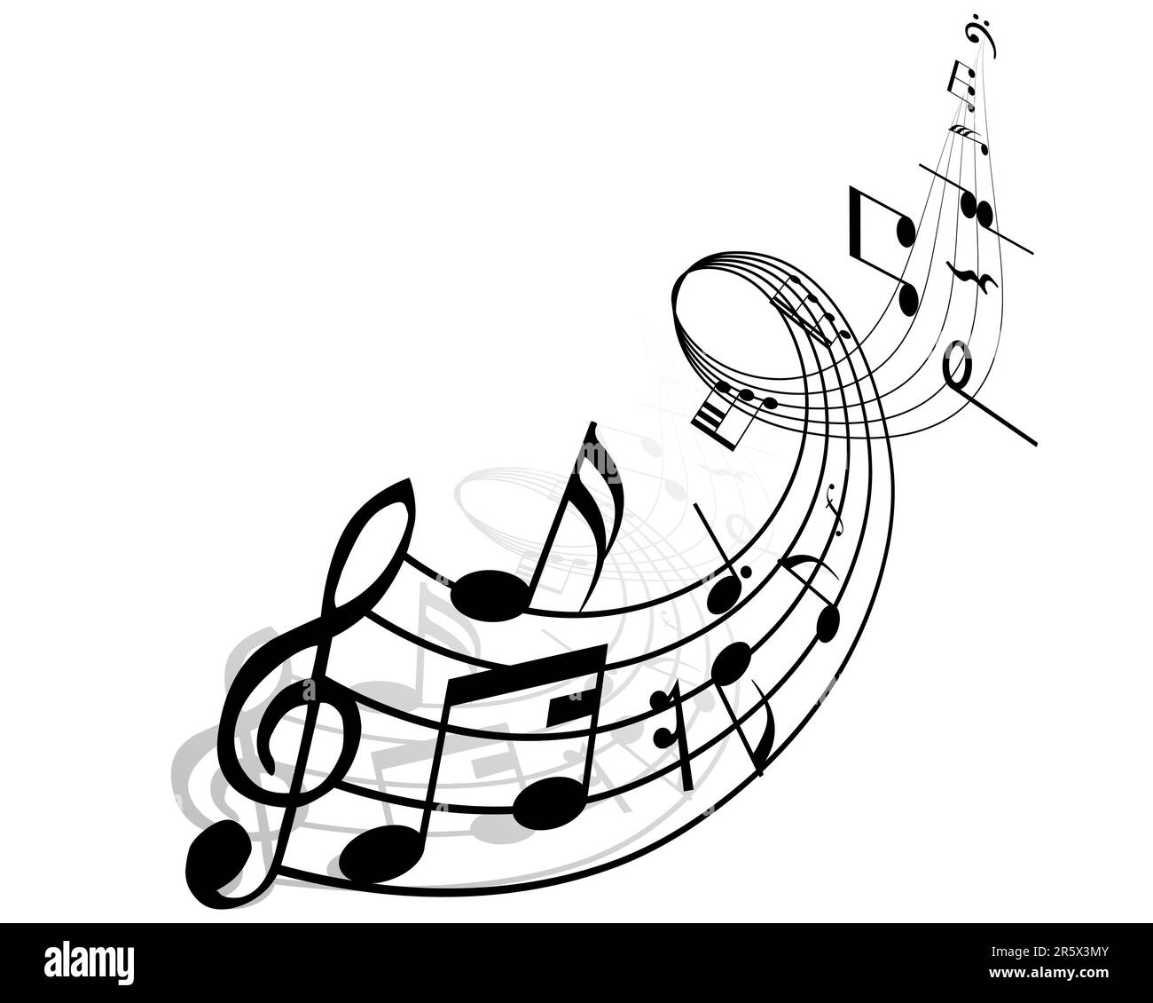 Musical notes background with lines. Vector illustration Stock Vector ...