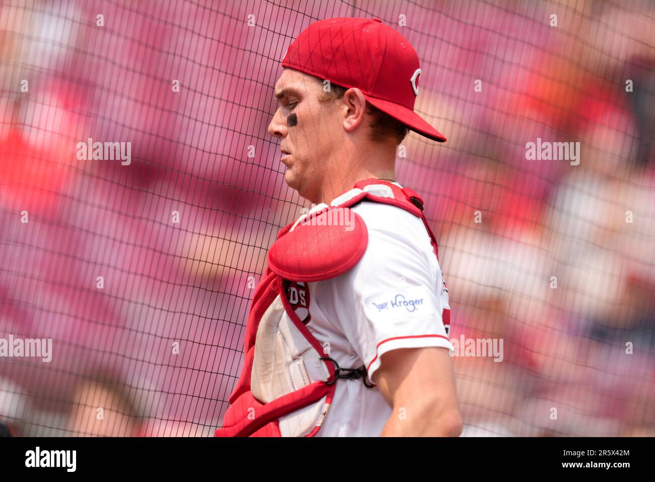 Cincinnati Reds catcher Tyler Stephenson (37) plays during a baseball ...
