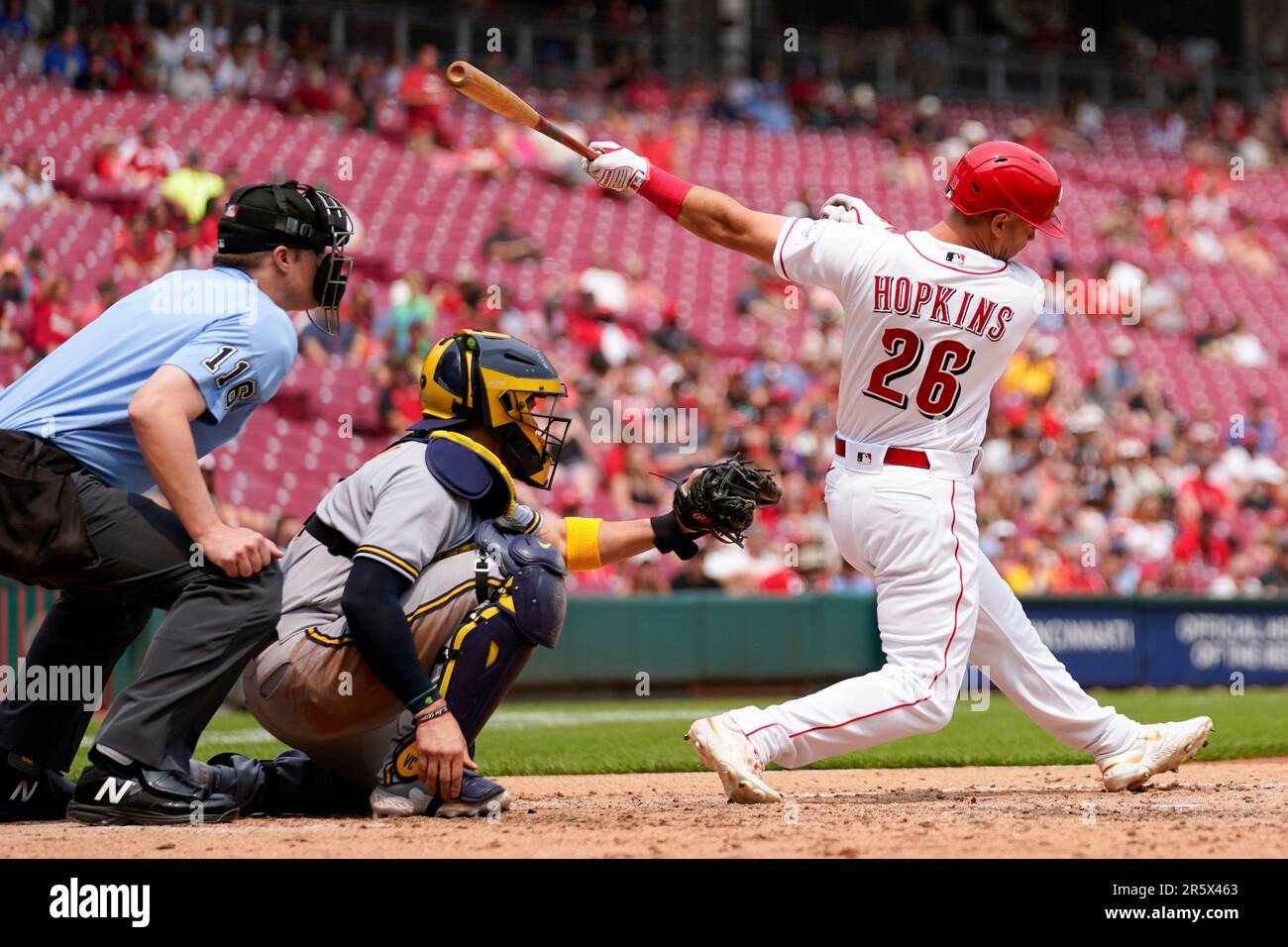 Cincinnati Reds' TJ Hopkins (26) plays during a baseball game against ...
