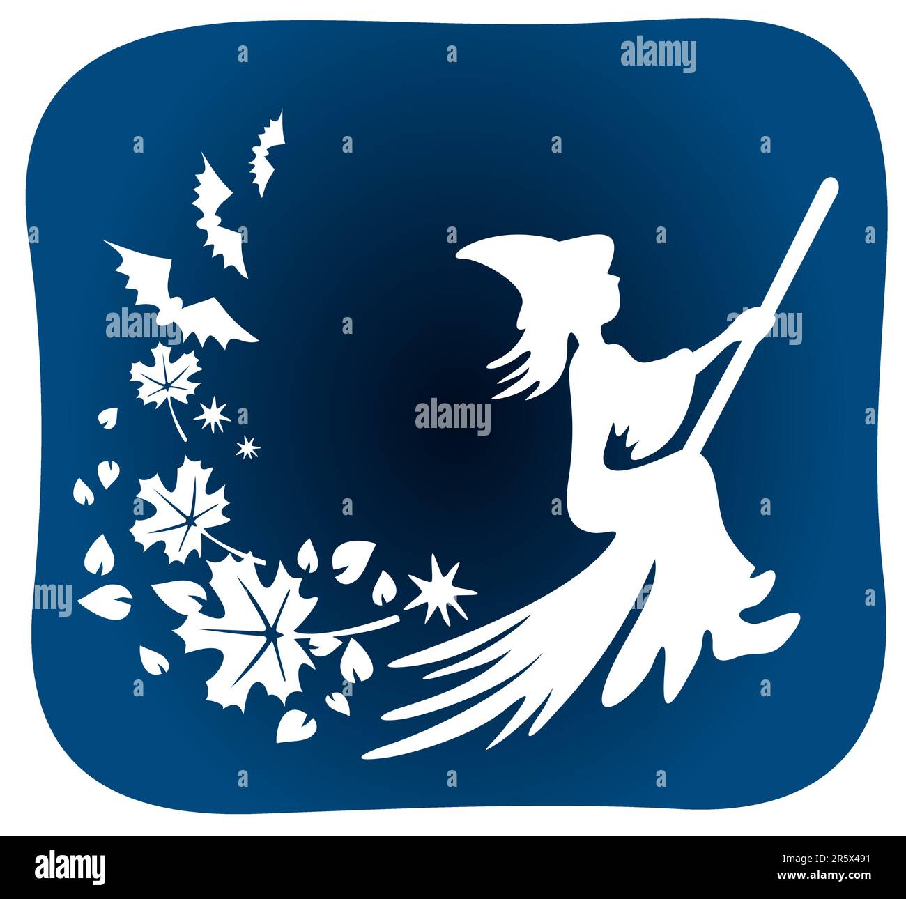 Cartoon flying witch on a dark background. Halloween illustration Stock ...