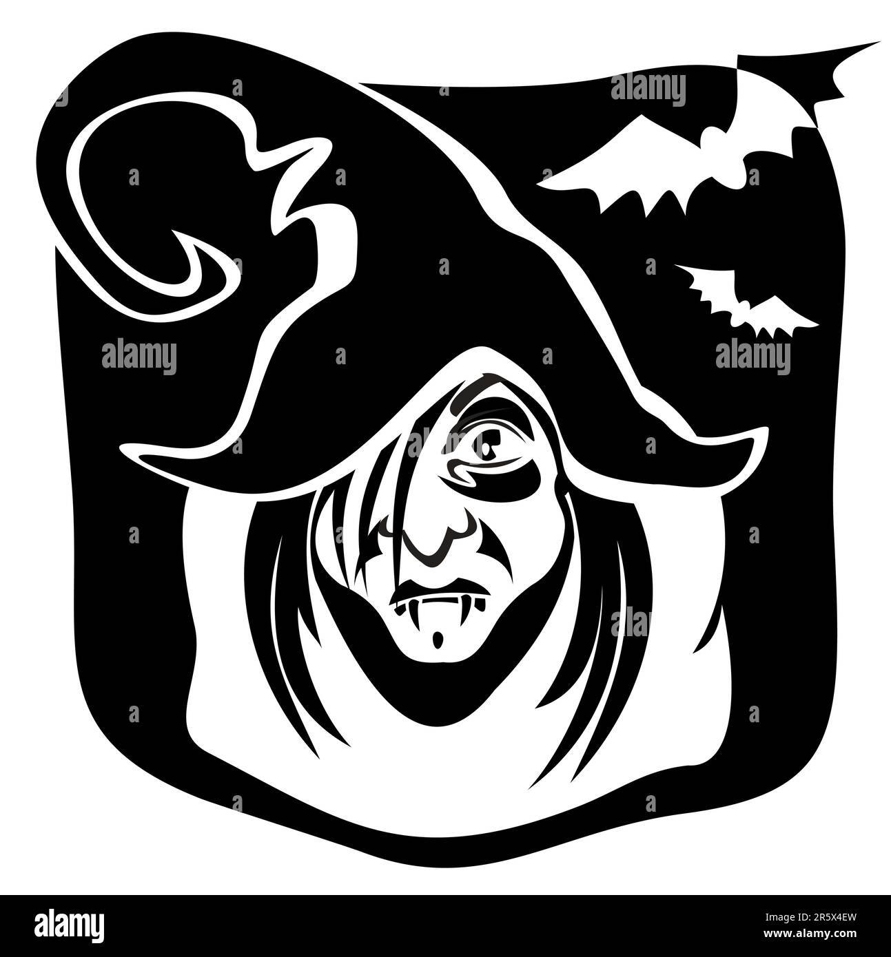 Cartoon witch on a black background. Halloween illustration Stock ...