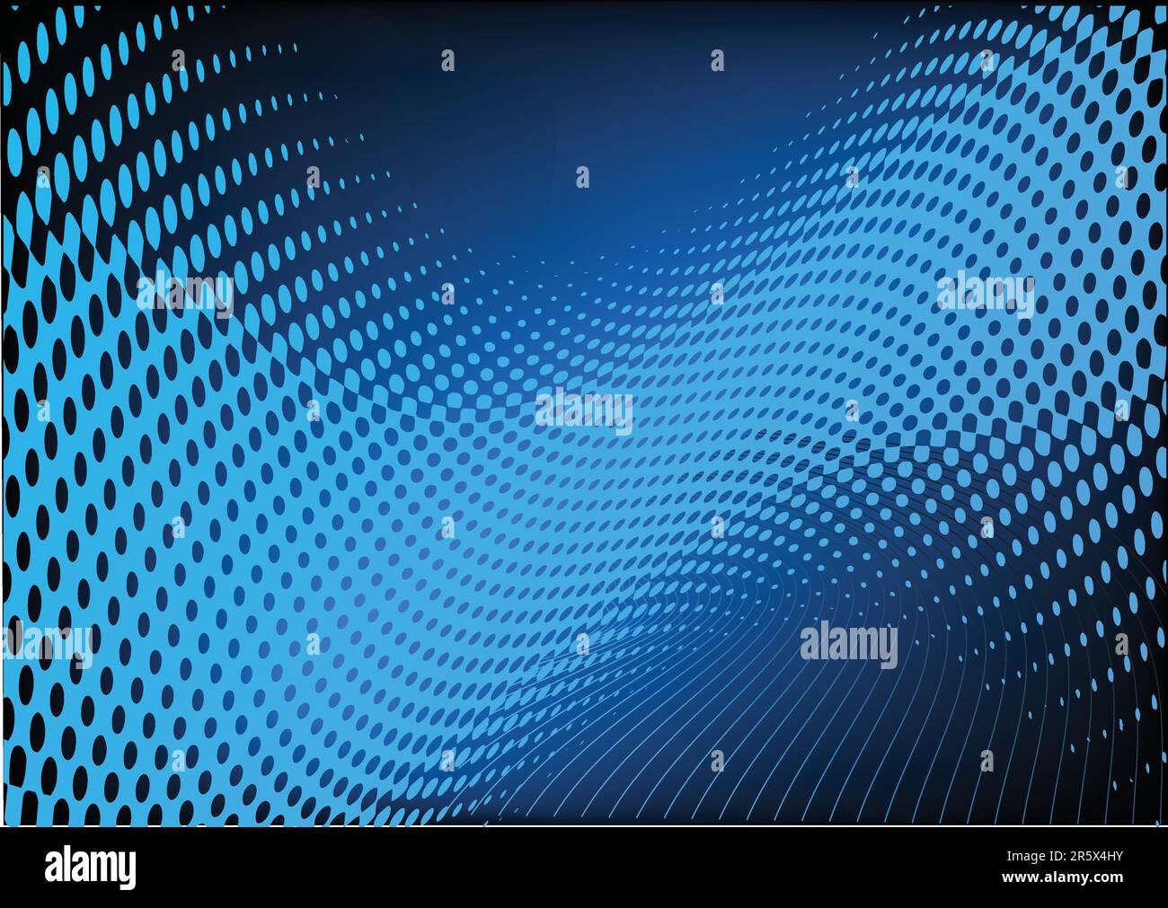 Blue abstract techno background: composition of dots and curved lines ...