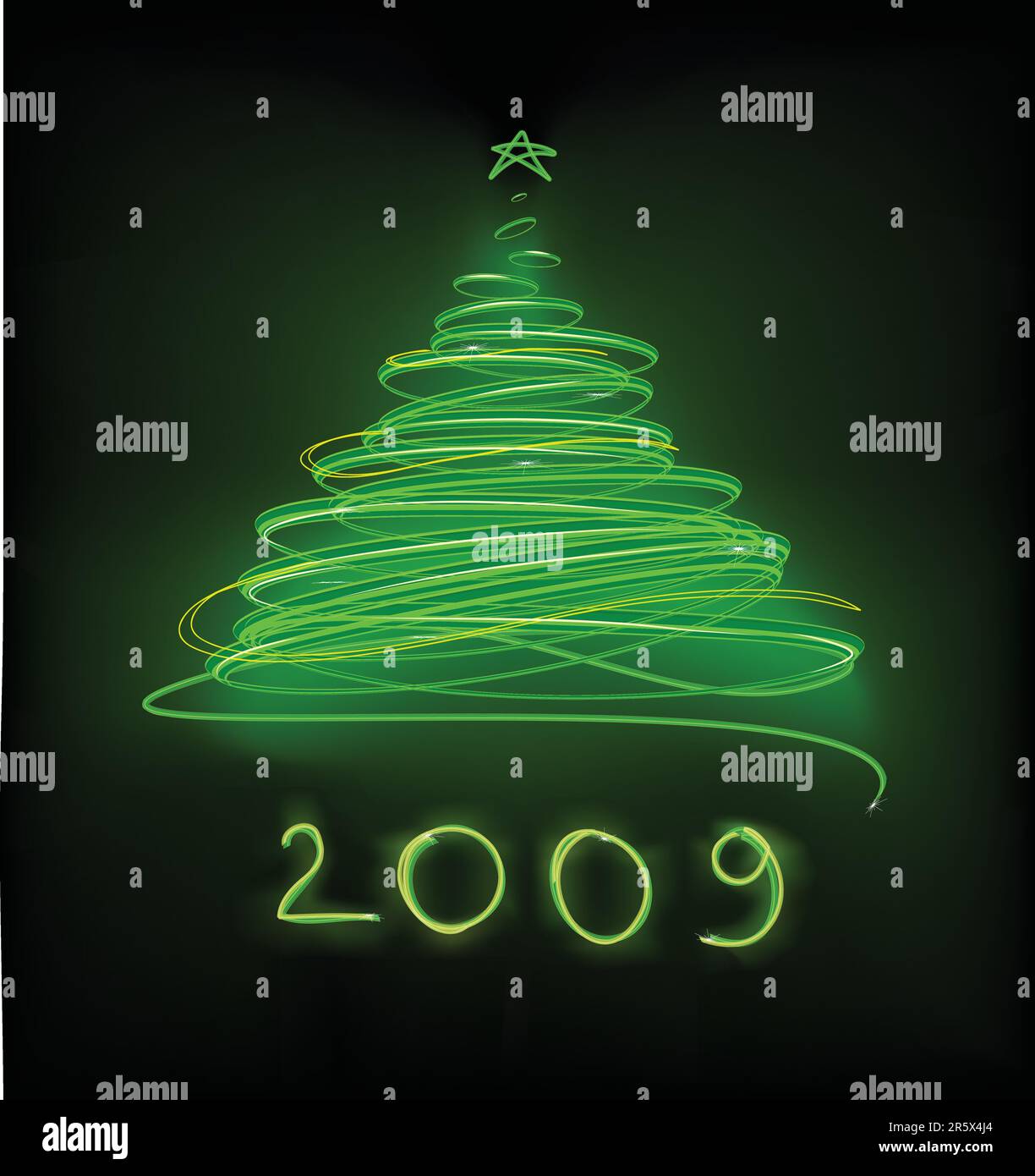 Abstract Christmas tree on the green background. Vector illustration ...