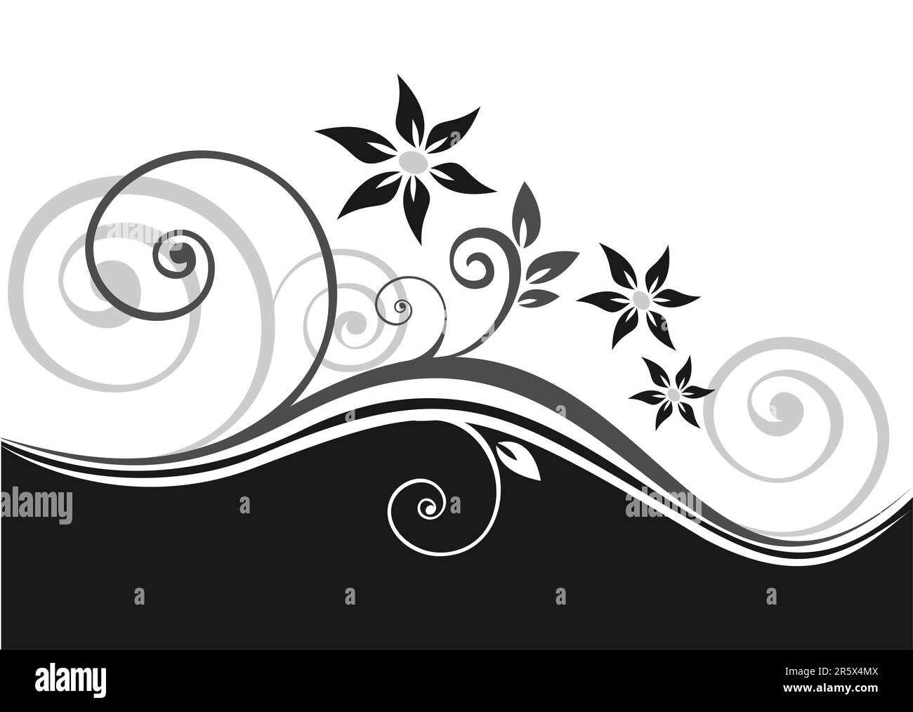 Abstract floral pattern on a black-and-white background Stock Vector ...