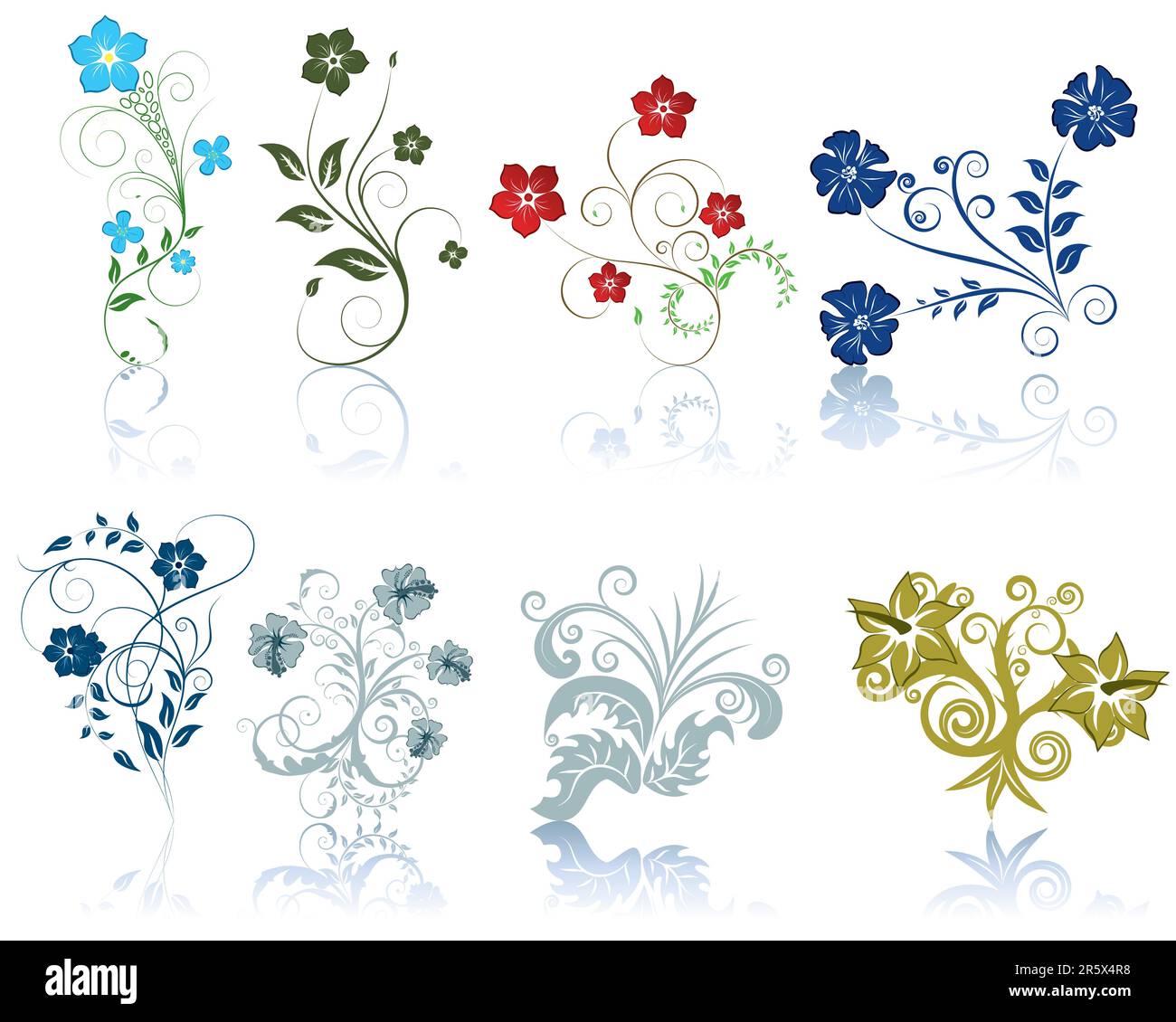 Set of different flowers pattern for making ornate backgrounds Stock ...