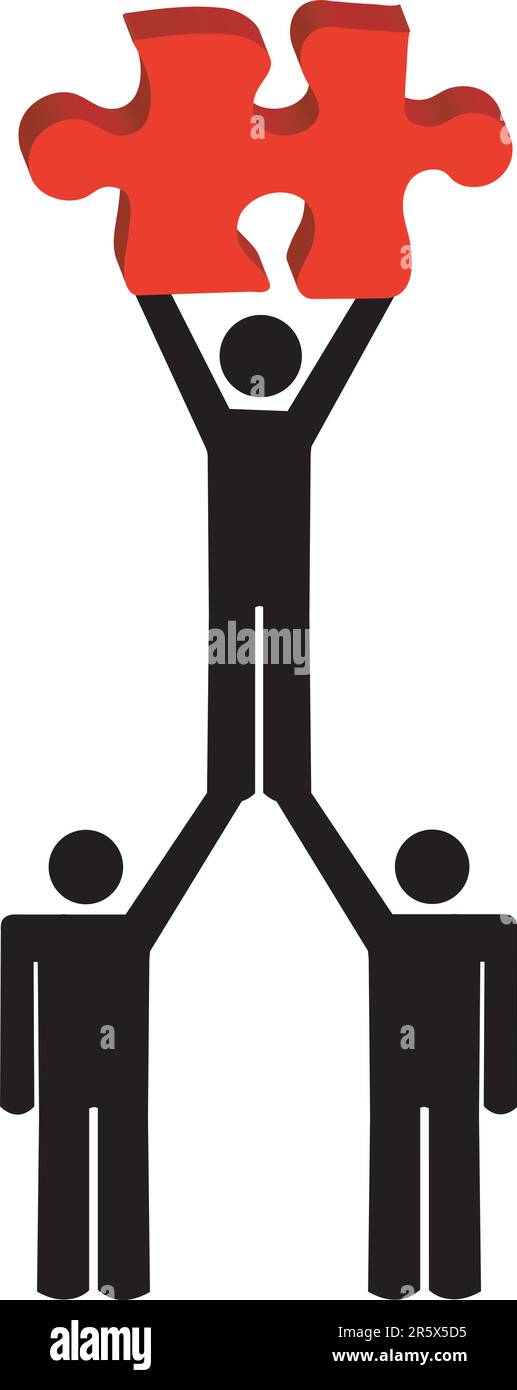 pyramid of people working together to solve a puzzle or problem Stock ...