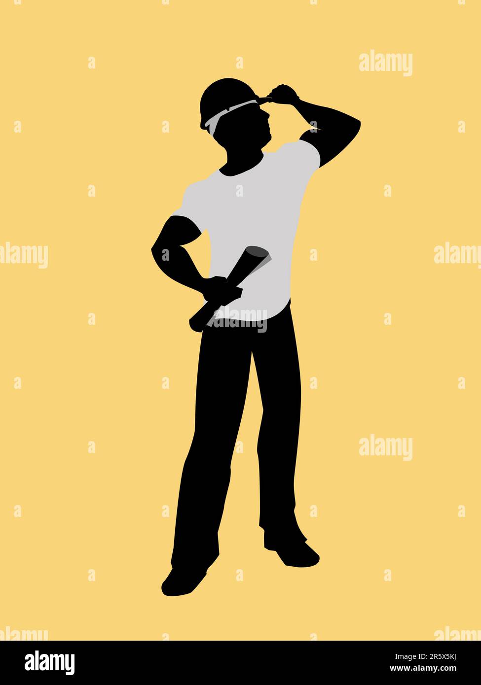 architect with blue-print and helmet Stock Vector Image & Art - Alamy