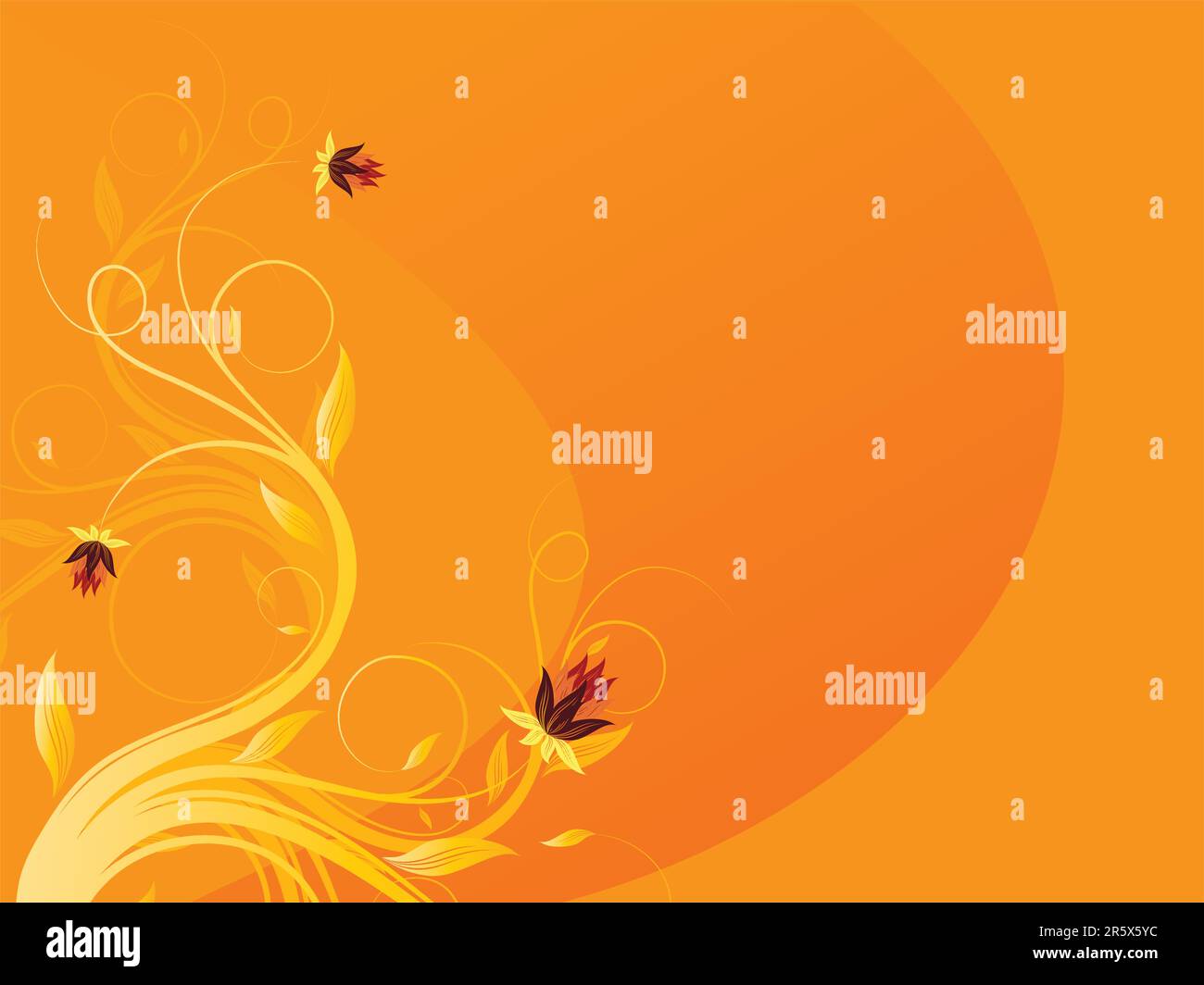 Autumn swirly floral background with pretty flowers Stock Vector Image ...