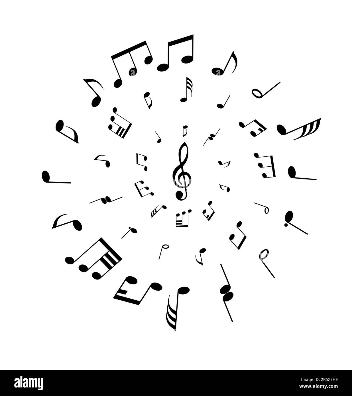 Musical notes background in circle shape. Vector illustration Stock ...