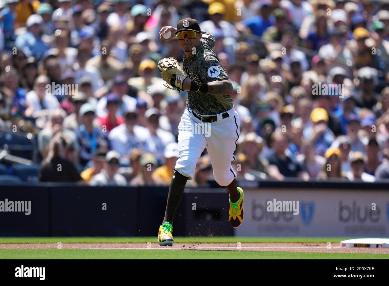 San Diego Padres third baseman Manny Machado throws to first during the ...