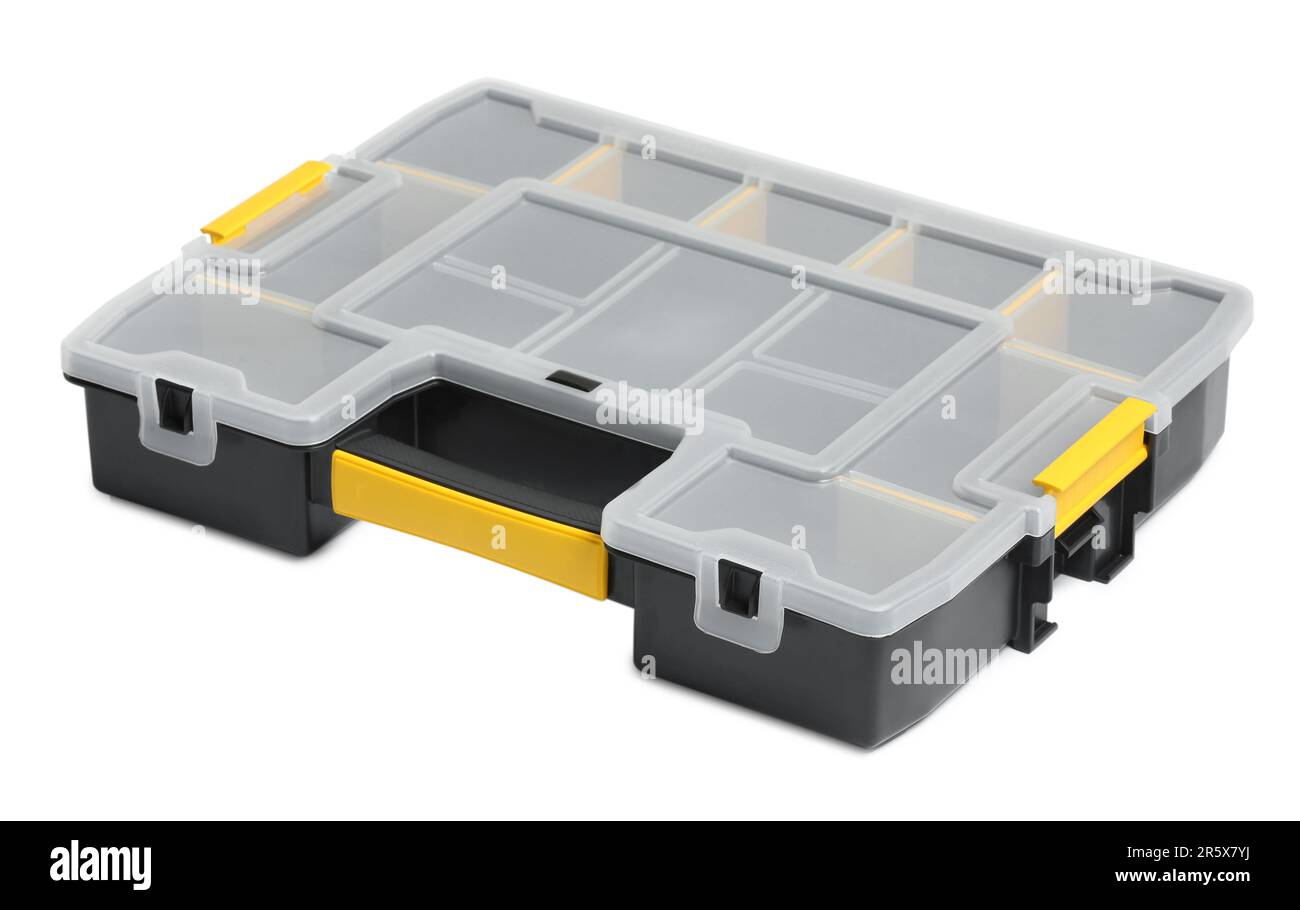 Empty plastic box for tools isolated on white Stock Photo - Alamy