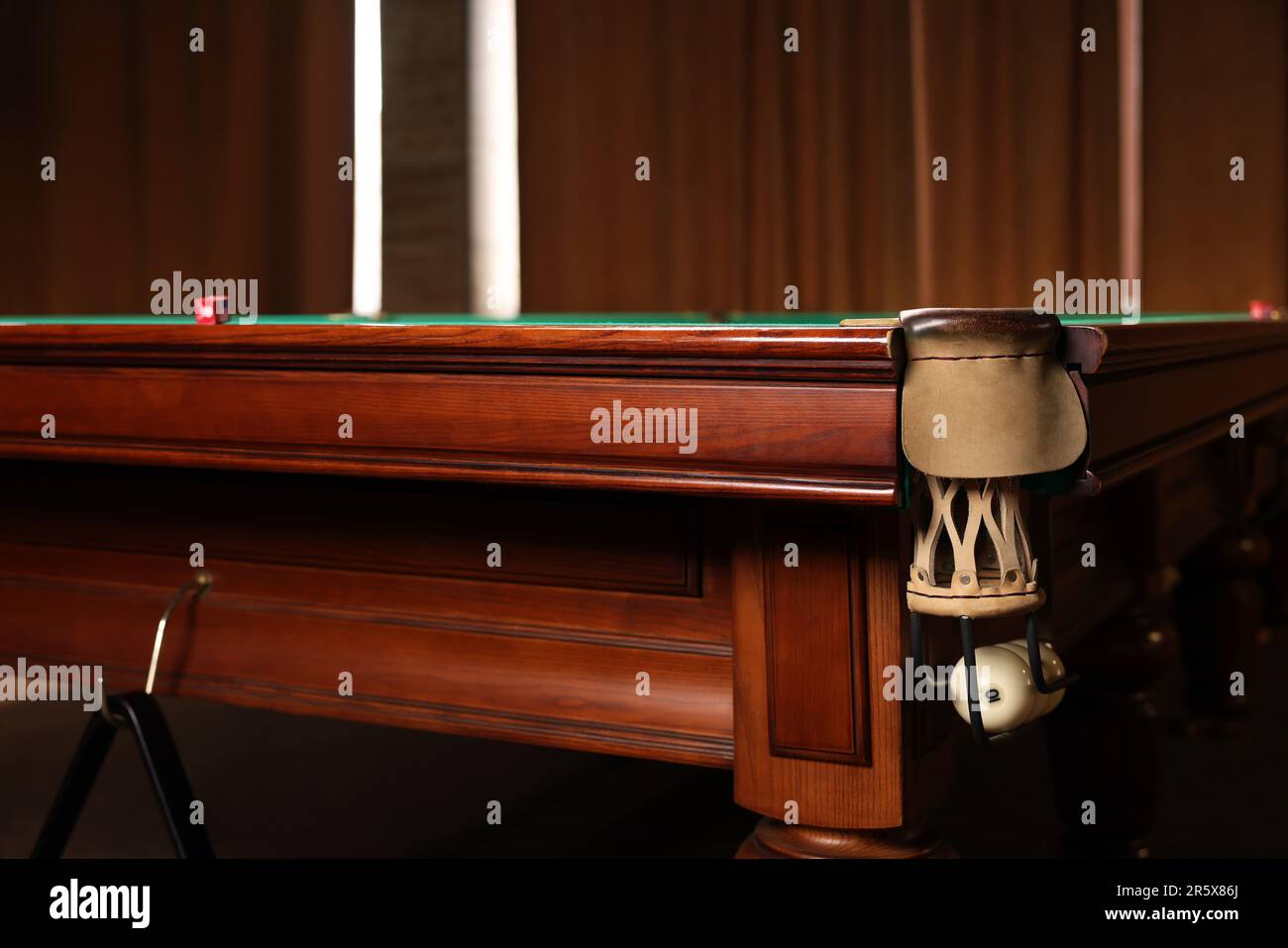 Stylish billiard table with white balls in pocket indoors Stock Photo ...