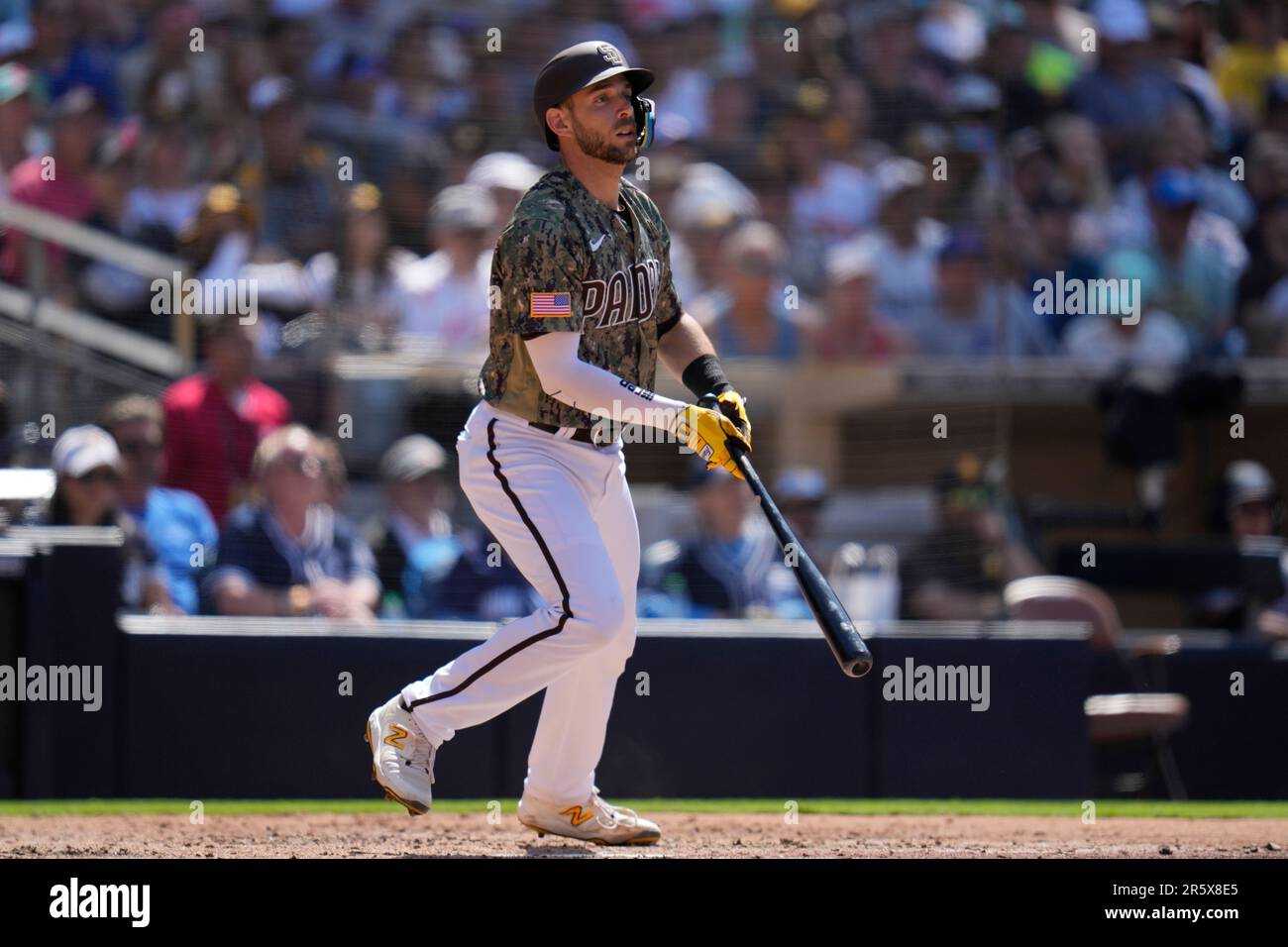 San Diego Padres' Austin Nola batting during the fifth inning of a ...