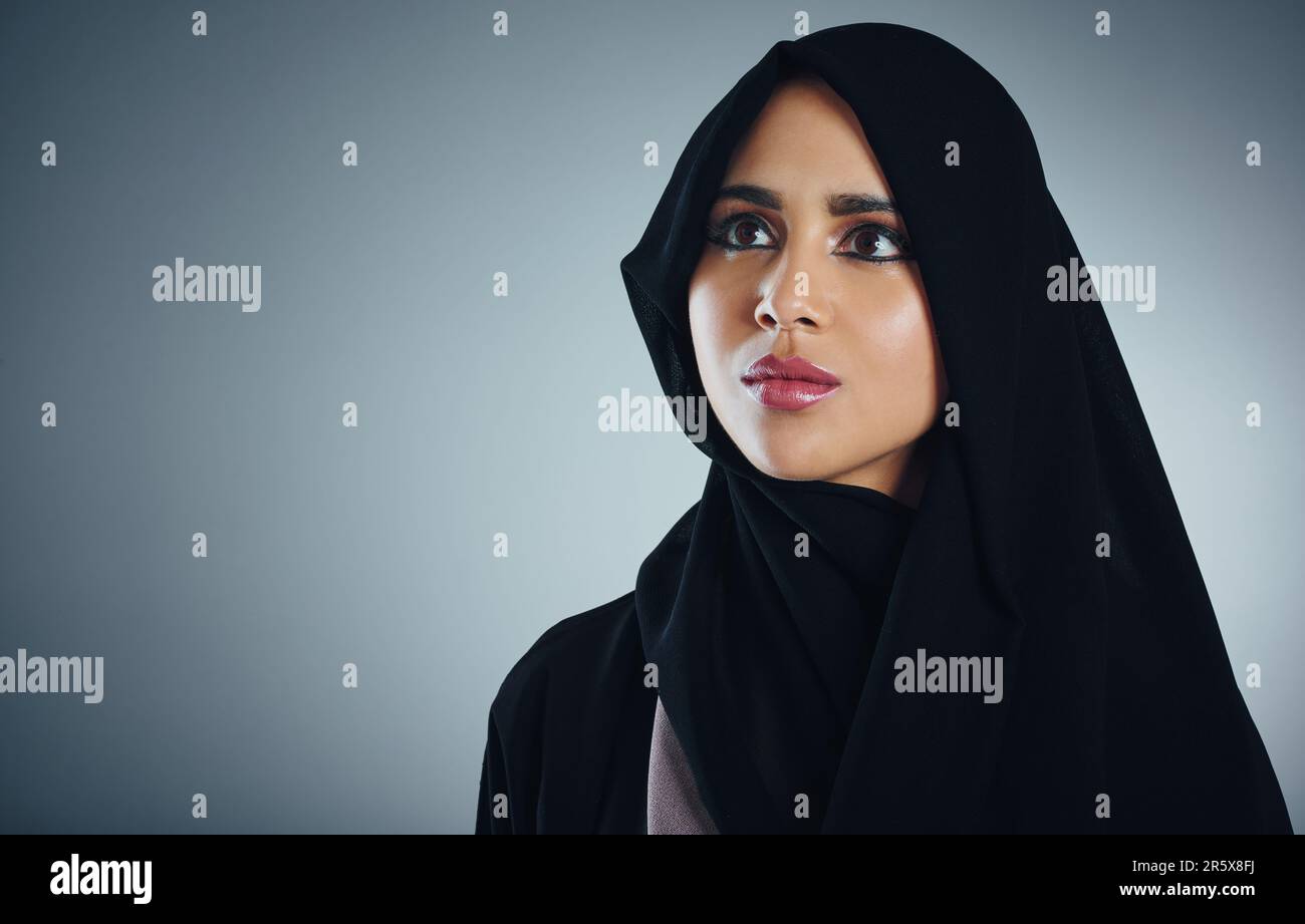 She questions many things but not her faith. Studio shot of a young ...