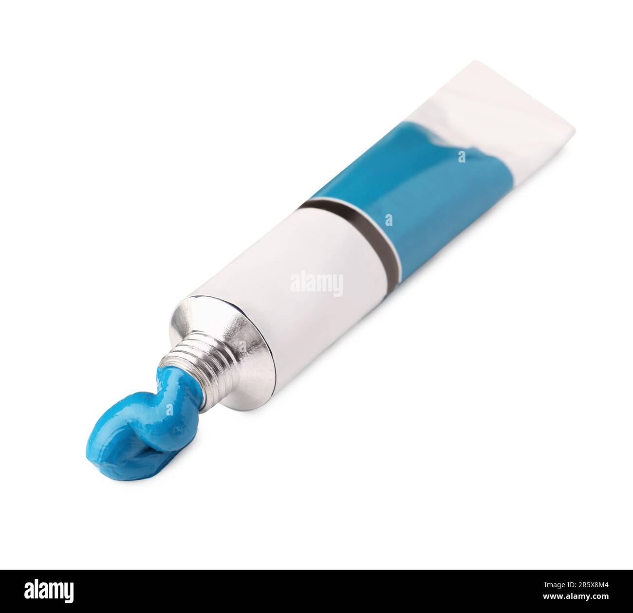 Tube with blue oil paint on white background Stock Photo - Alamy