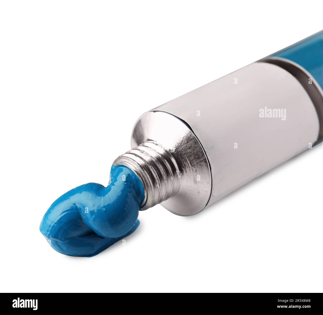 Tube with blue oil paint on white background Stock Photo - Alamy