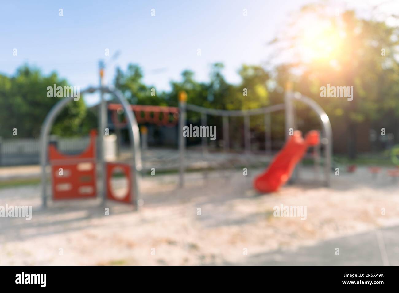Blur Kid playground outdoor park for children to play background Stock ...