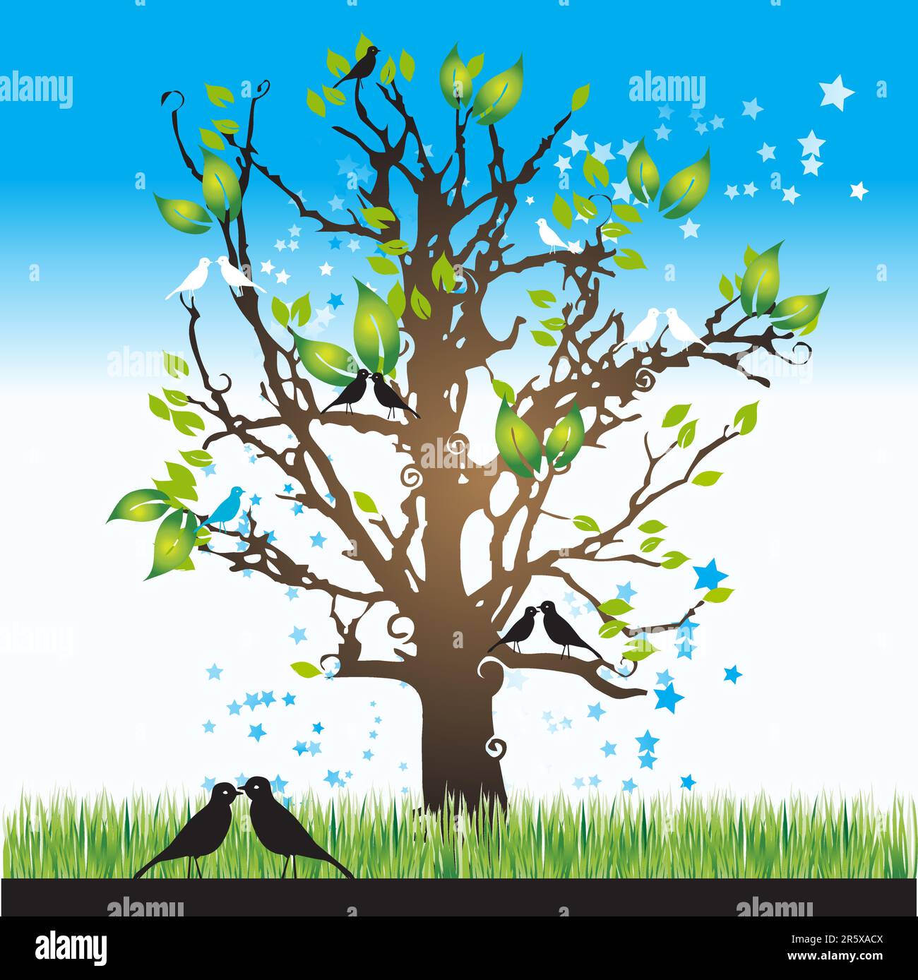 Spring season silhouette Stock Vector Images - Alamy