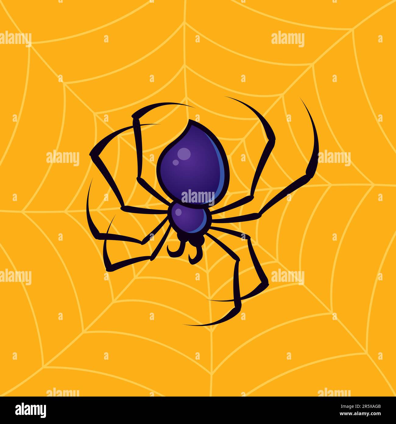 Vector drawing of a spider with a web background Stock Vector Image ...