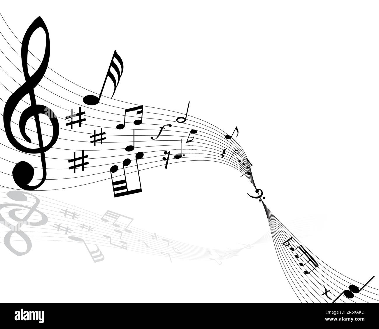 Musical notes background with lines. Vector illustration Stock Vector ...