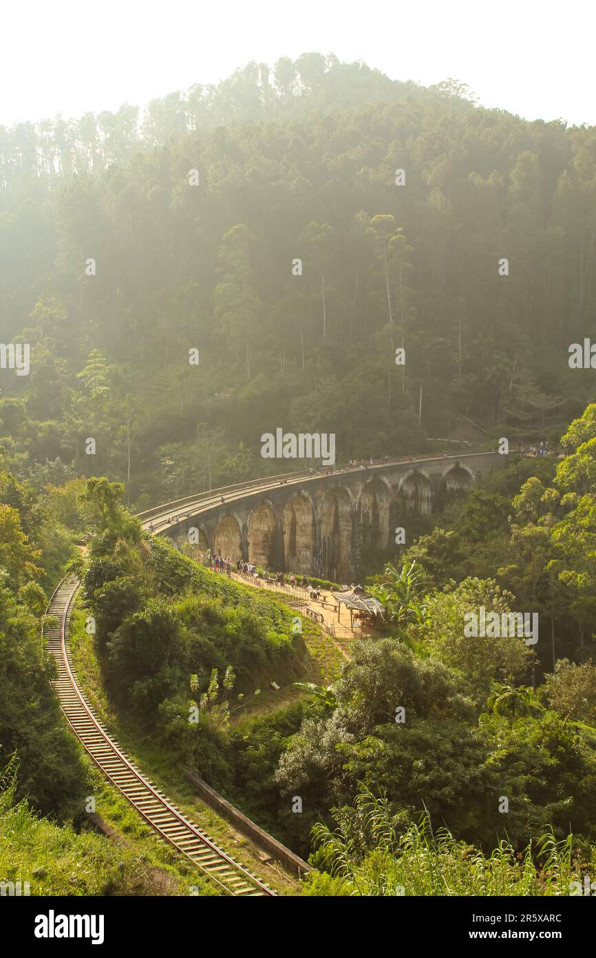 Nine Arches Bridge from above, Sri Lanka, sunset, copy space for text ...