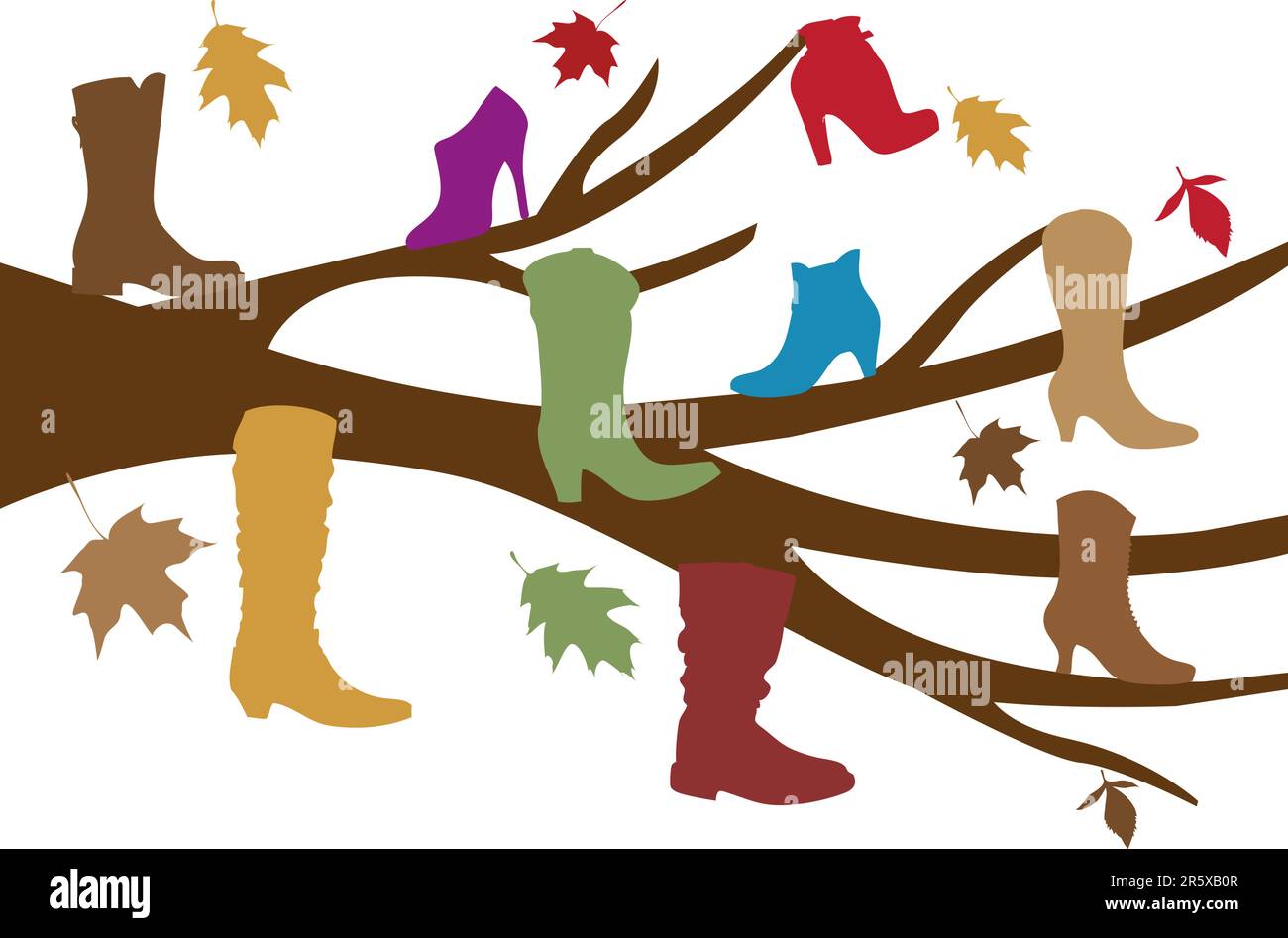 autumn shoe tree with falling leaves Stock Vector Image & Art - Alamy