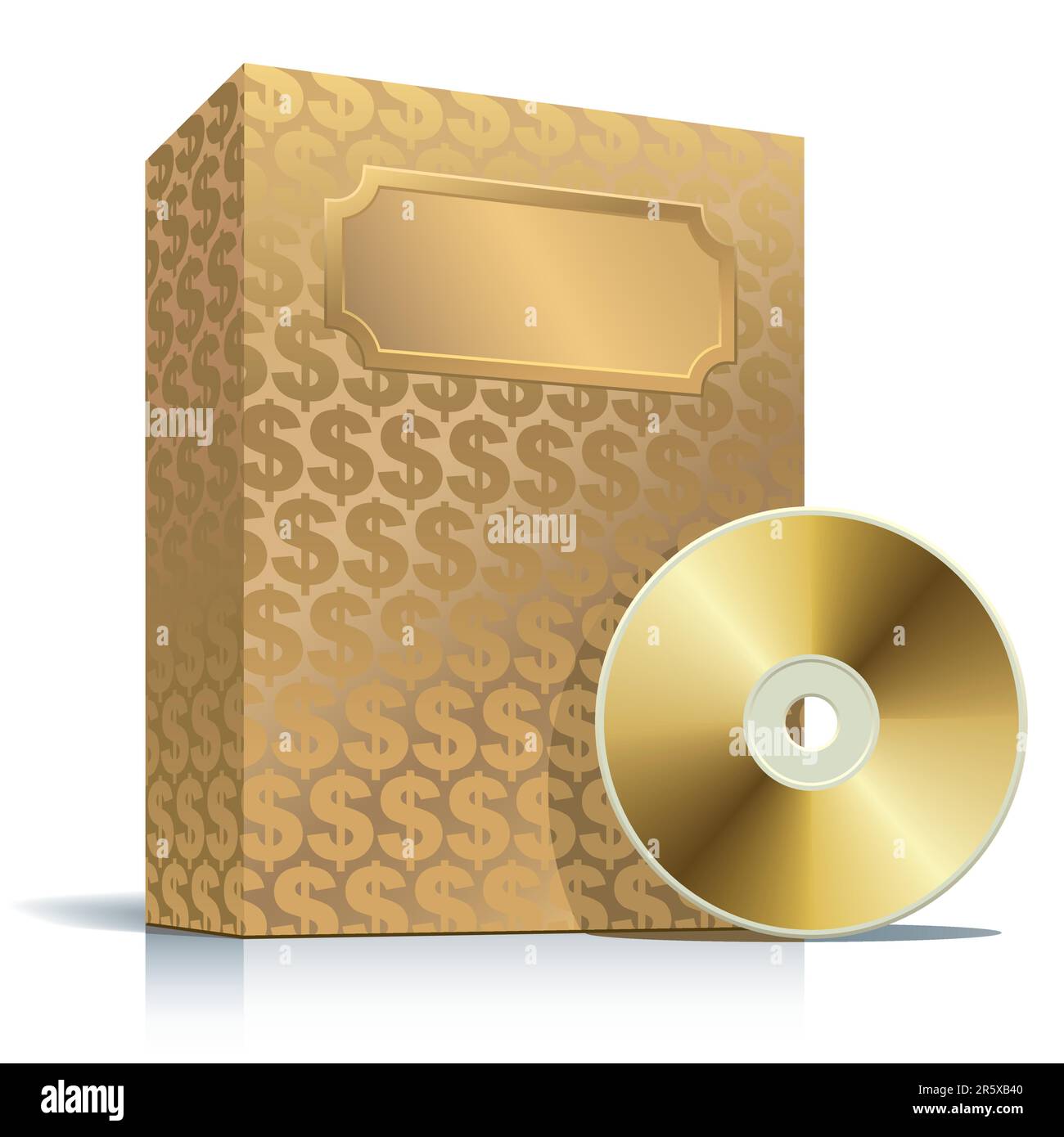 Golden software box with dollar background and CD Stock Vector Image ...