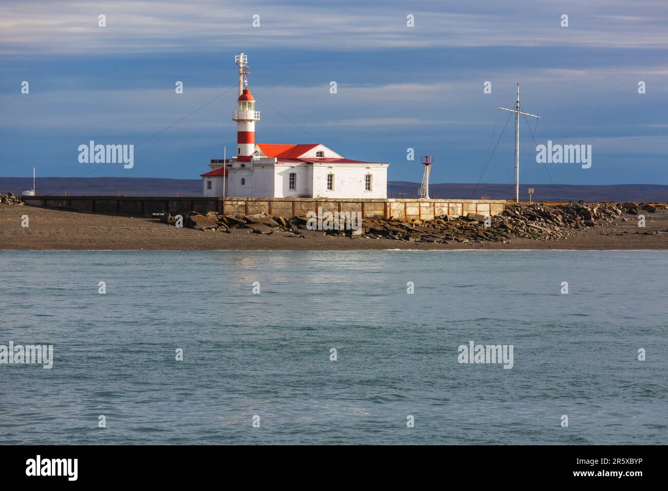 Lighthouse at the end of the world, Punta Delgada along the Strait of ...