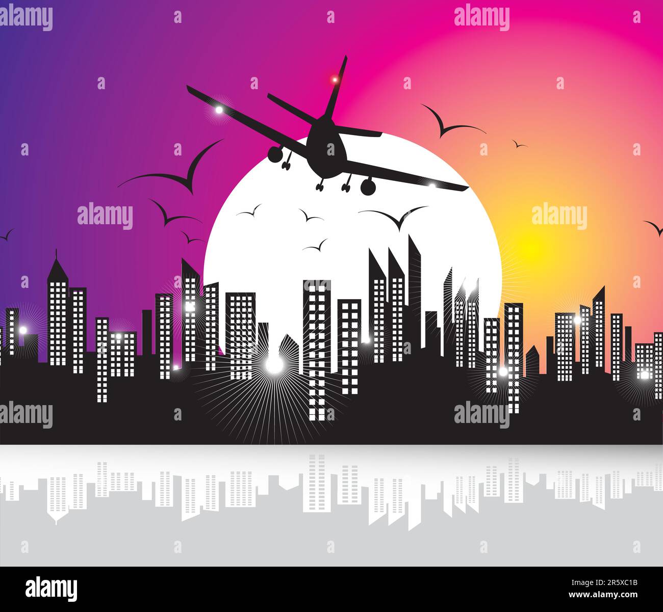 Airplane silhouette on runway Stock Vector Images - Alamy
