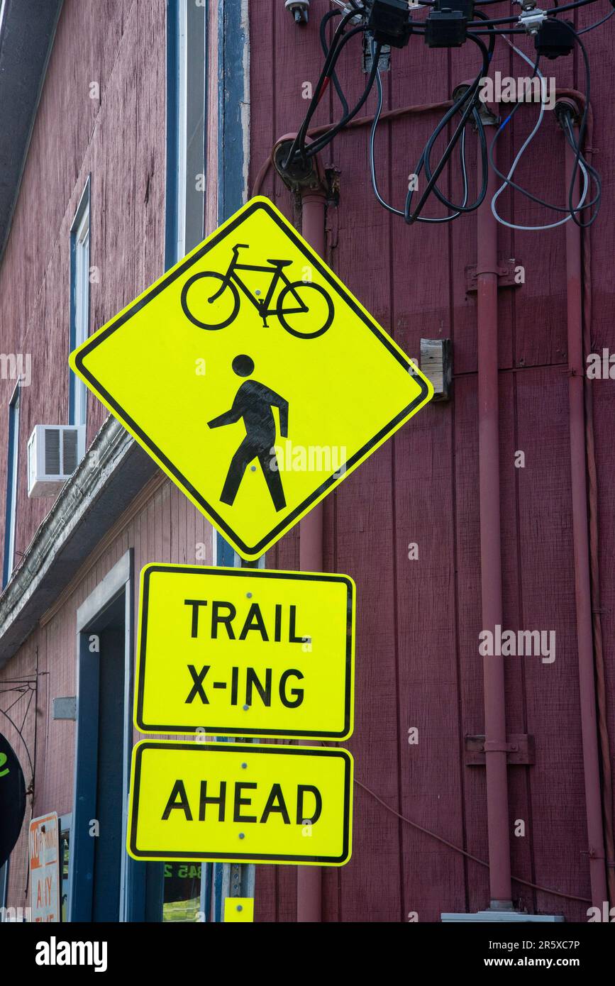 A view of different road signs in the city Stock Photo - Alamy