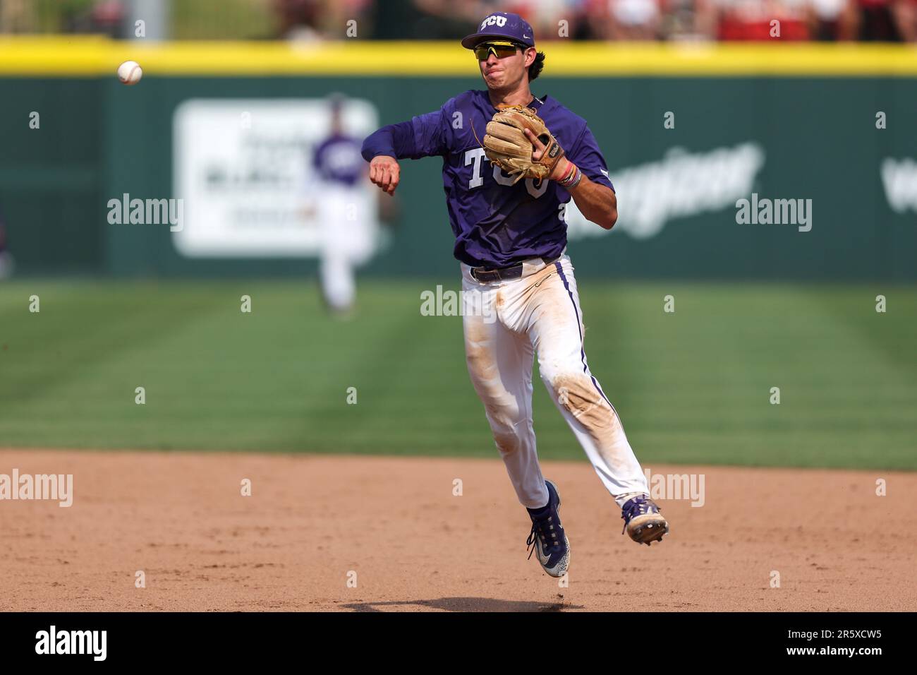 June 5, 2023: Horned Frog infielder Anthony Silva #5 makes a leaping ...