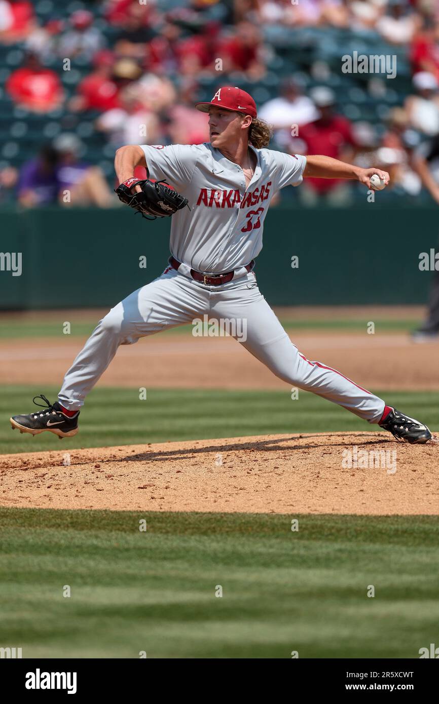 June 5, 2023: Razorback pitcher Hagen Smith #33 works from the mound ...