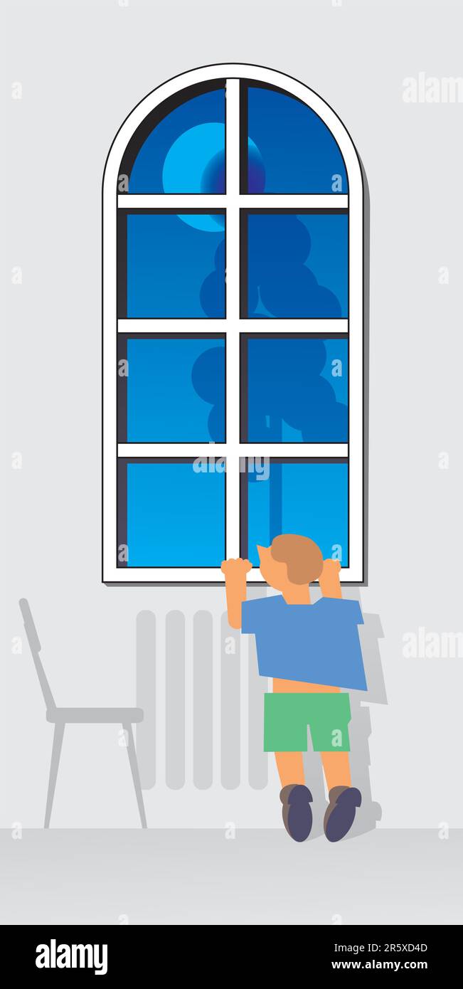 Boy outside of his home Stock Vector Images - Alamy