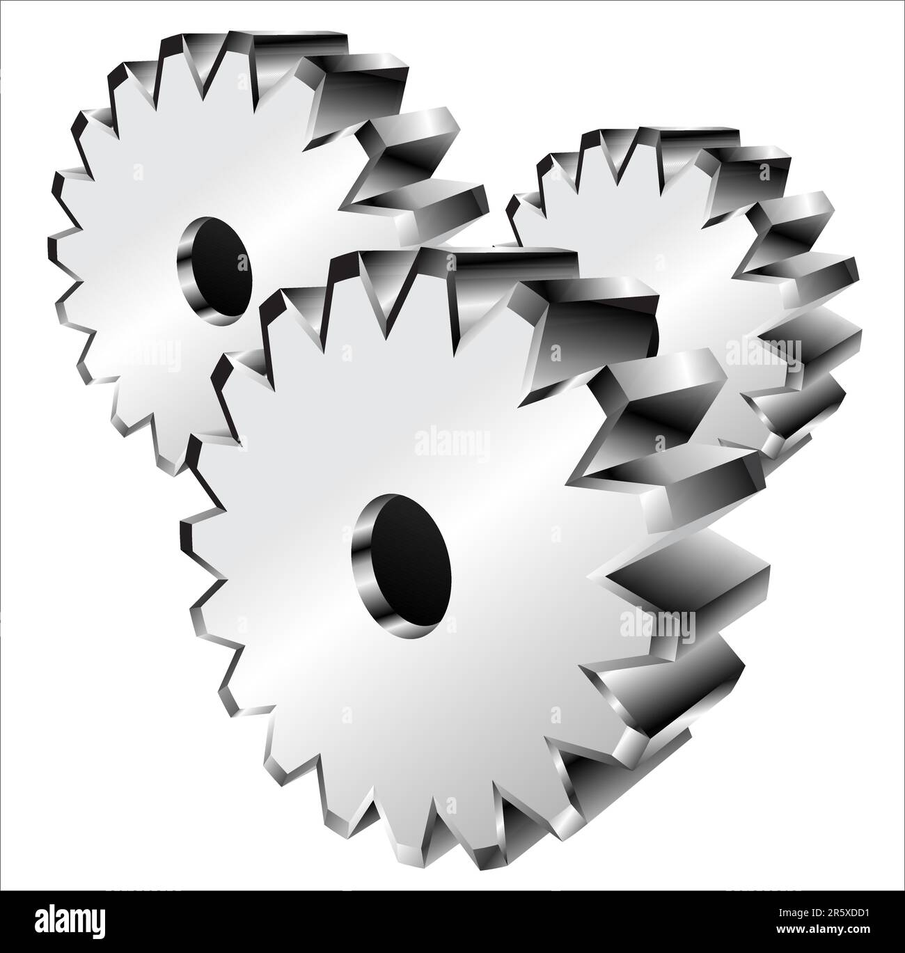 Chromed and reflective 3D gears isolated Stock Vector Image & Art - Alamy