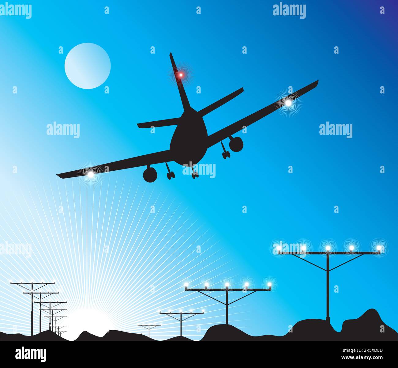Airplane landing Stock Vector Images - Alamy