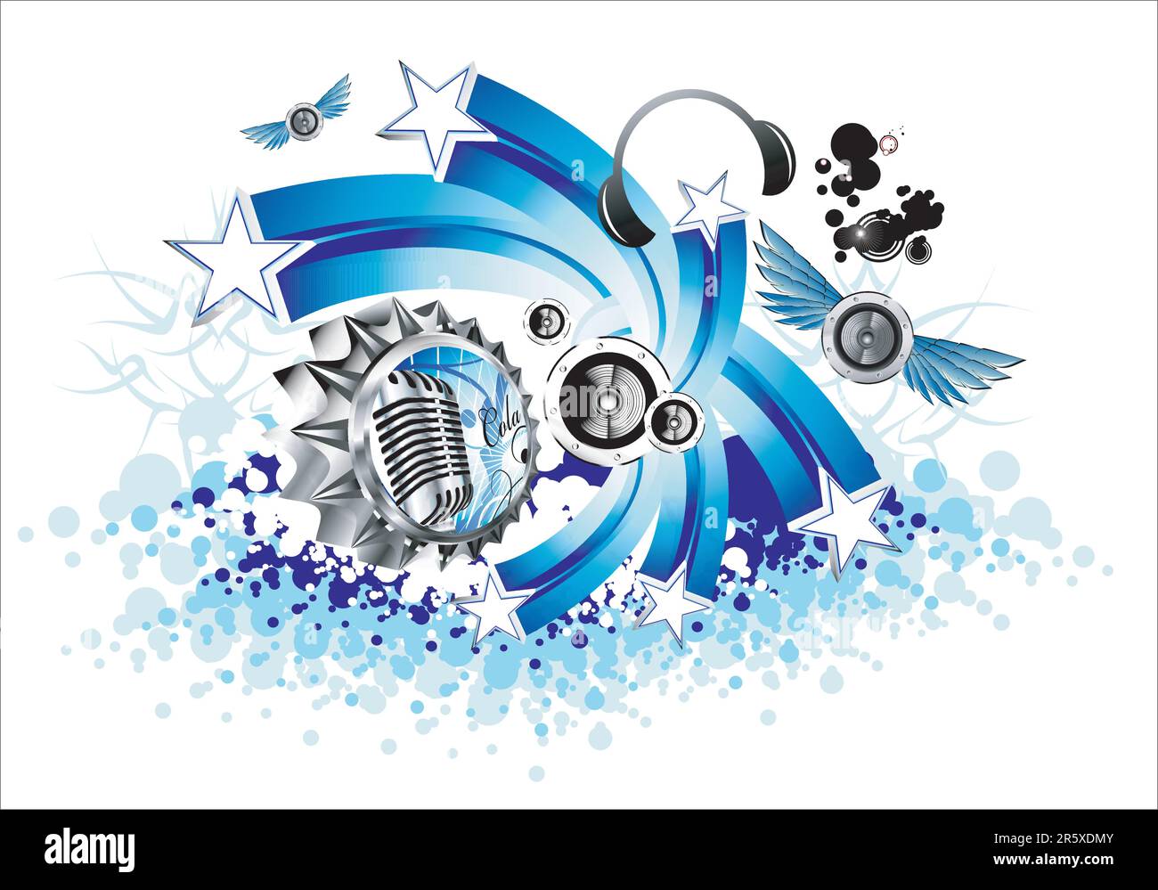 Musical themed Background with a lot of editable design elements Stock ...