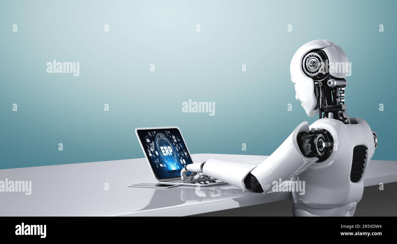 AI artificial intelligence using generative software on computer. 3D ...